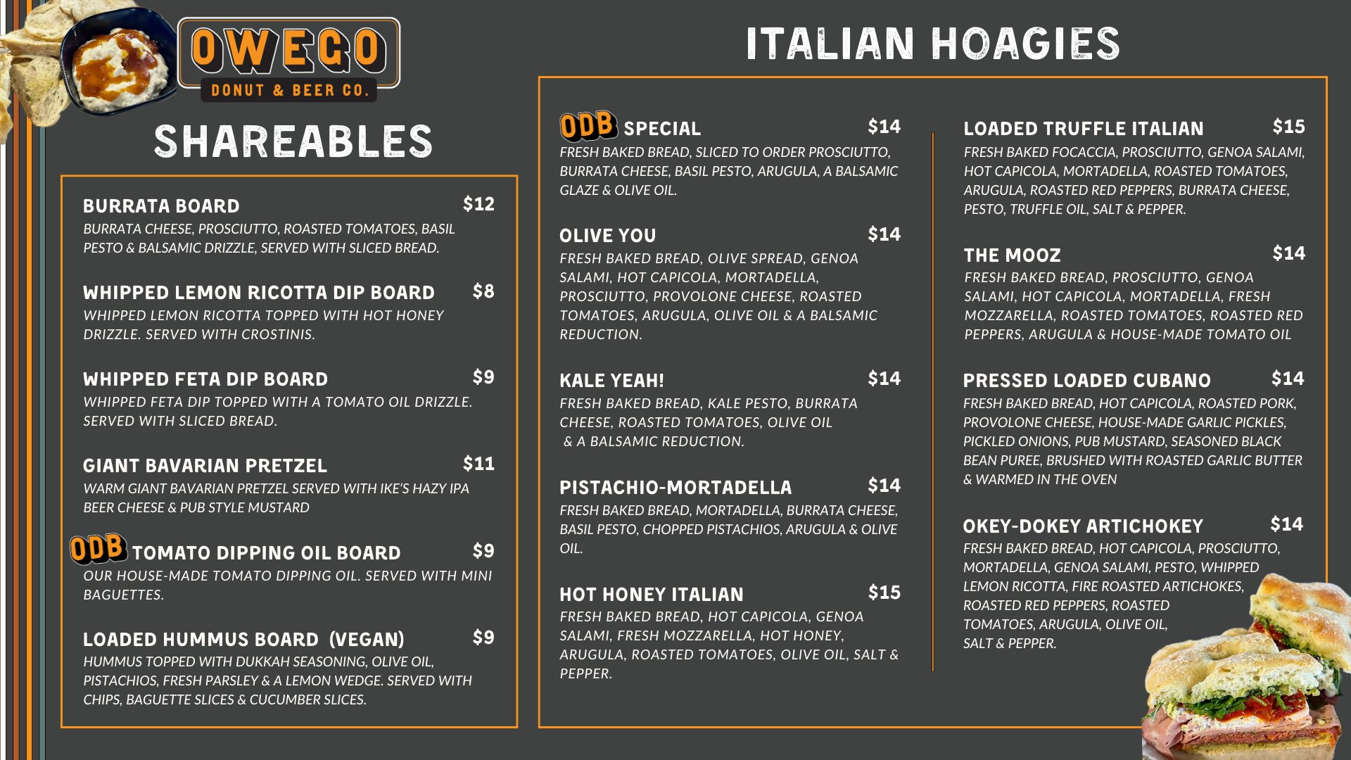 Menu - Owego Donut & Beer Co.